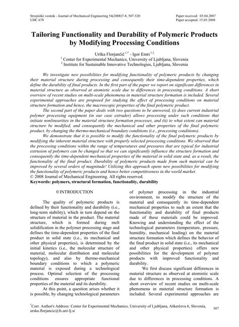PDF Tailoring Functionality And Durability Of Polymeric Products By