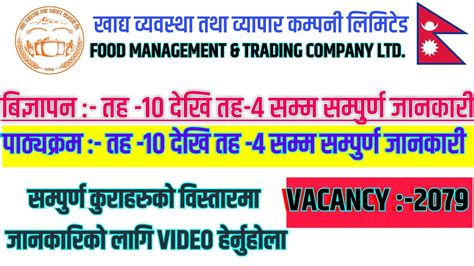 खाद्य व्यवस्था तथा व्यापार कम्पनी लिमिटेडको बिज्ञापन ।food Management