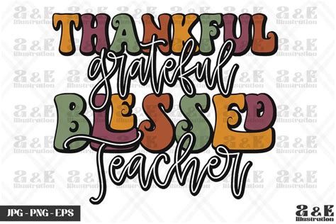 Retro Thankful Grateful Blessed Teacher