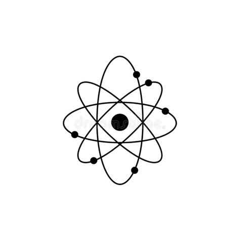 Black Atomic Structure Symbol With A Central Nucleus Represented By A