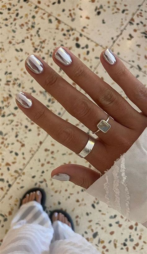 40 Brilliant Chrome Nail Art Designs Mirror Mirror Nails Silver