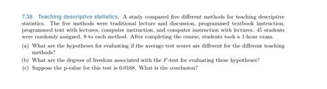 Answered 7 38 Teaching Descriptive Statistics A Bartleby