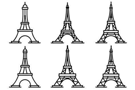 Arte Da Linha Da Torre Eiffel Vetor Premium