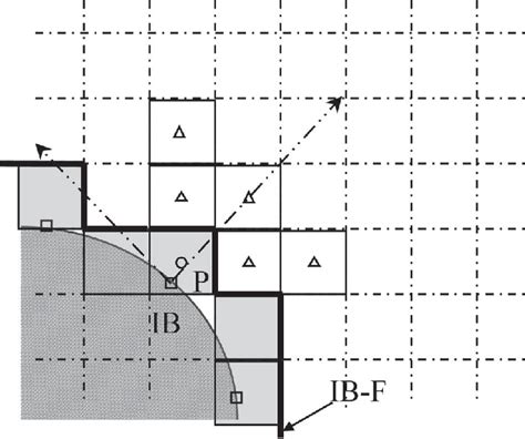 Grid And Cells That Touch The Immersed Boundary Points Presented By Download Scientific