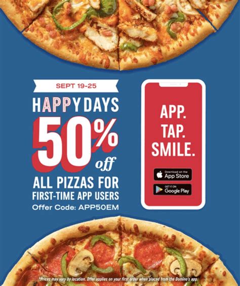 Dominos Pizza 50 Off On All Pizzas For First Time App Users