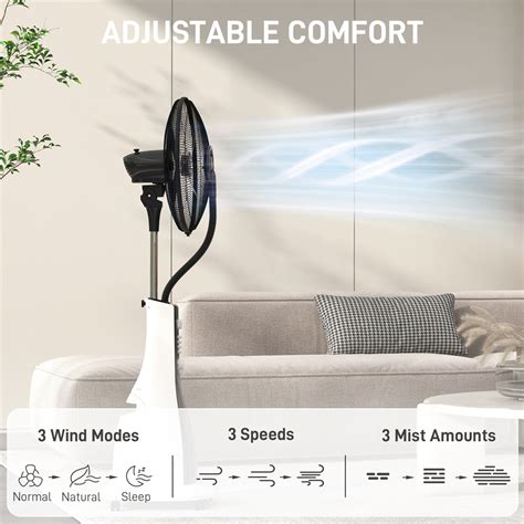 Homcom Misting Pedestal Fan With Oscillation And Timer