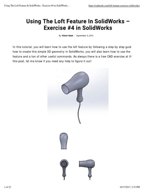 using the loft feature in solidworks exercise 4 in solidworks cad