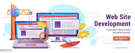 Pengembangan Situs Web Pemrograman Atau Spanduk Pengkodean Ilustrasi