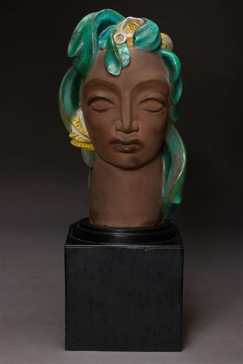 Edris Eckhardt Earth Ceramic Figural Female Head By Cleveland School
