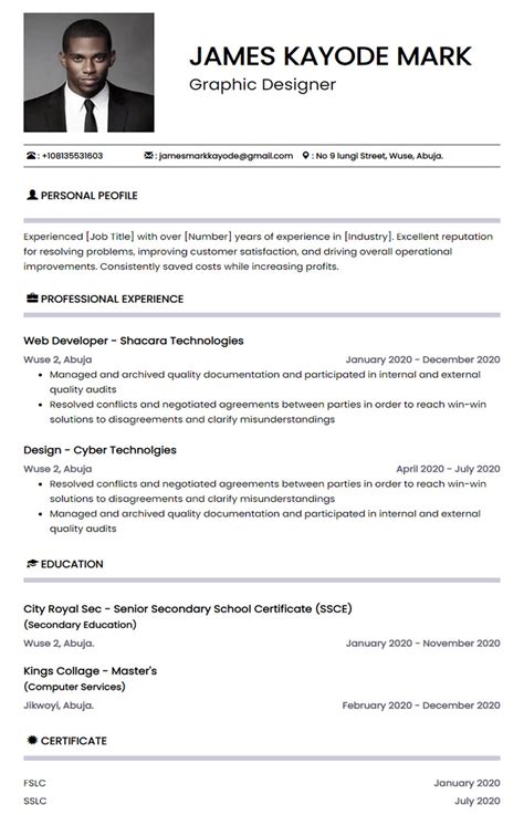 MyCVCreator Free CV Creator Resume Maker Online CV Generator