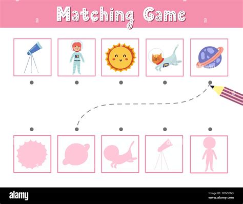 Find The Correct Shadow Matching Game With Cute Space Characters And
