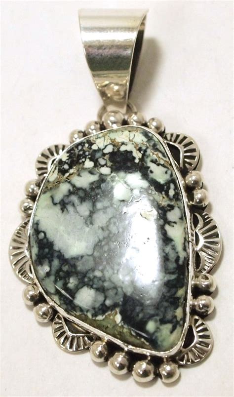 Navajo New Lander Turquoise Sterling Silver Pendant Mary Ann Spencer