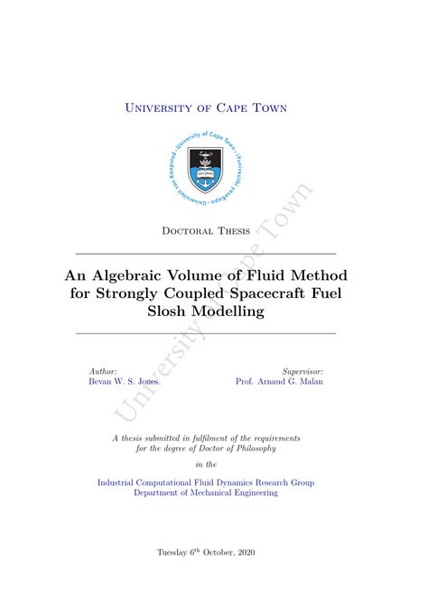 Pdf An Algebraic Volume Of Fluid Method For Strongly Coupled
