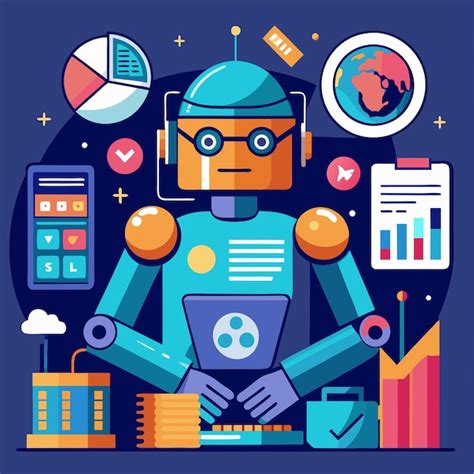 Ai Robot Analyzing Data And Charts For Business Success Premium Ai Generated Vector