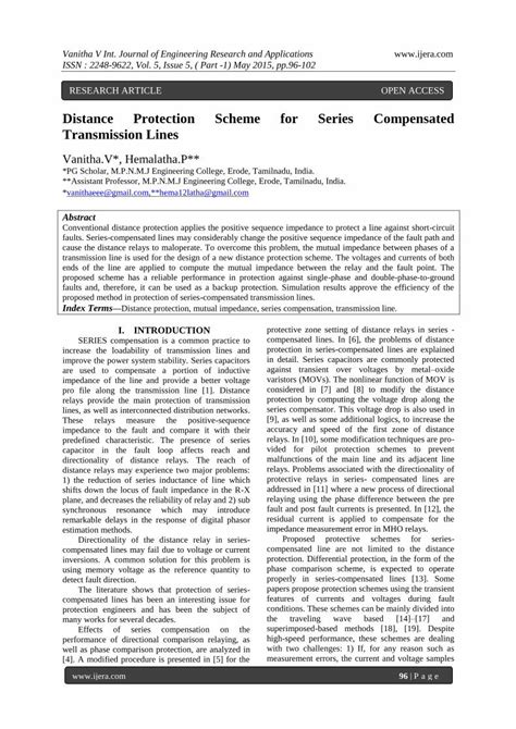 Pdf Distance Protection Scheme For Series Compensated Transmission