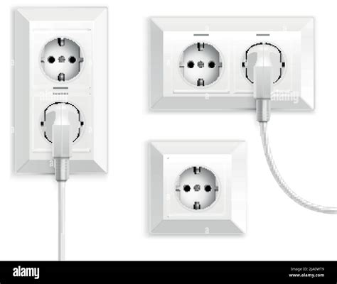 Power Socket Realistic Set With Isolated Images Of Wall Mounted Power Outlets With Electric