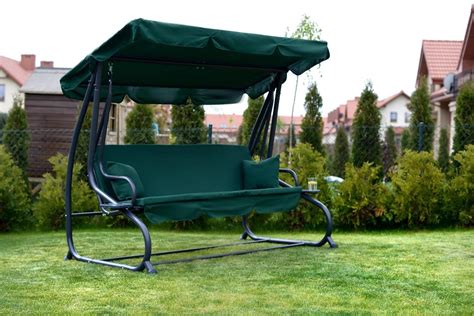 ᐉ Розкладна садова гойдалка диван до 250 кг Fregat Relax Plus 3 місна з підсклянниками Зелений