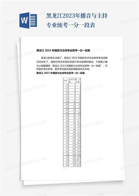 黑龙江2023年播音与主持专业统考一分一段表word模板下载编号qozggmmx熊猫办公