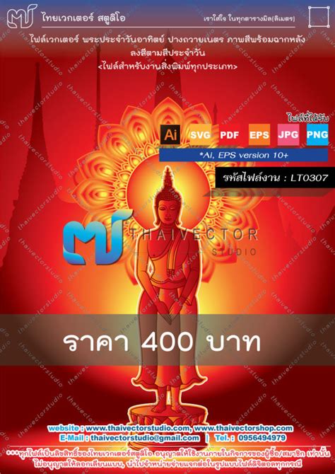 Lt0307 ไฟล์เวกเตอร์ Vector พระประจำวันอาทิตย์ ปางถวายเนตร ภาพสีพร้อม