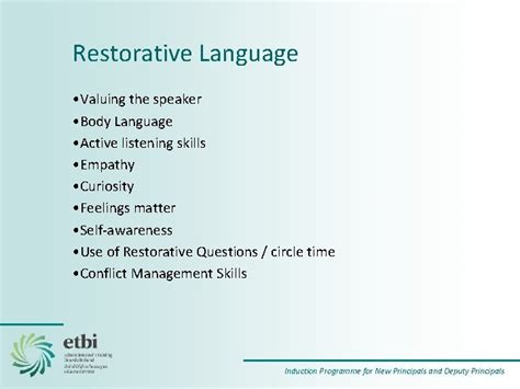 Restorative Practices Workshop September 2017 Learning Intentions By