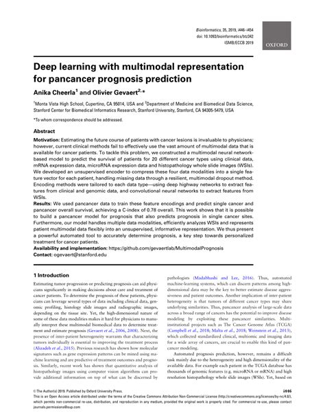 Pdf Deep Learning With Multimodal Representation For Pancancer Prognosis Prediction