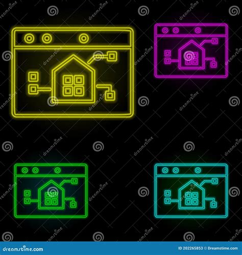 Smart Home Control Neon Color Set Icon Simple Thin Line Outline Vector Of Automation Icons For