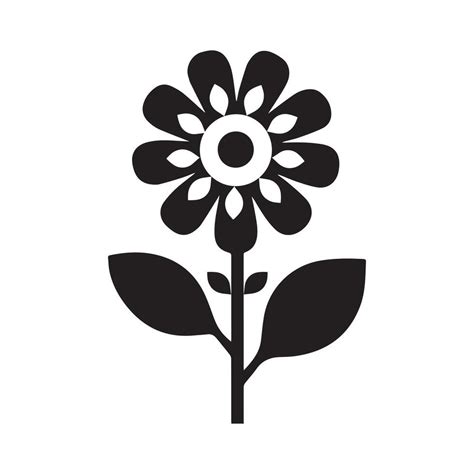 Flower Icon Art Illustration Black Color Isolated White Background