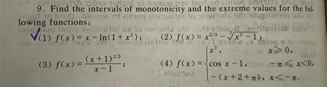 Solved Find The Intervals Of Monotonicity And The Extreme