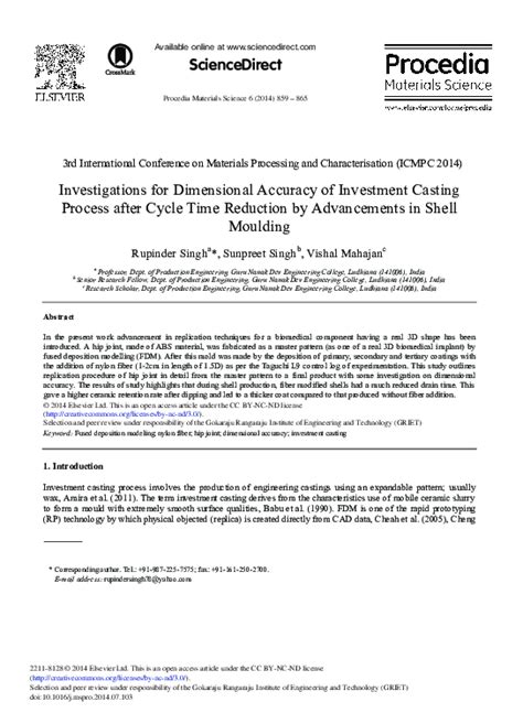 Pdf Investigations For Dimensional Accuracy Of Investment Casting Process After Cycle Time