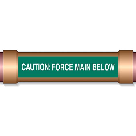 Self Adhesive Pipe Marker Standard Grade Caution Force Main Below