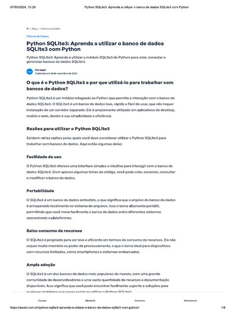 Python Sqlite3 Aprenda A Utilizar O Banco De Dados Sqlite3 Com Python Pdf