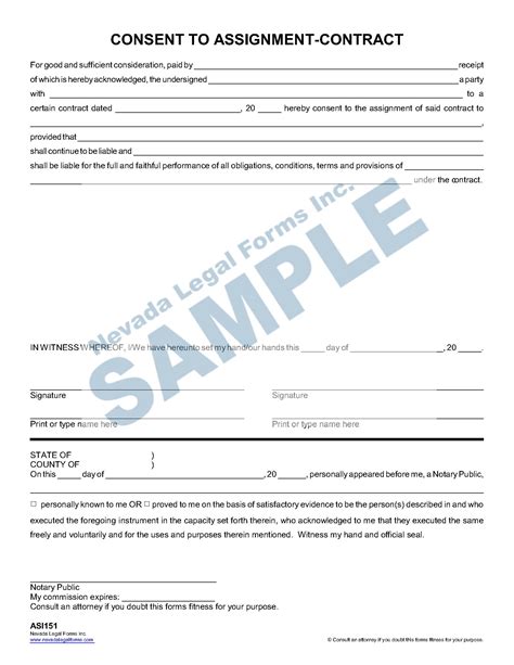 Consent To Assignment Contract Nevada Legal Forms And Services