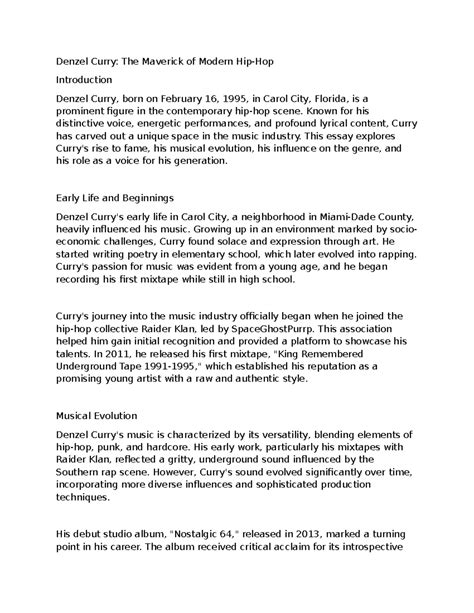 Assignment Unit 01 Denzel Rae Don Curry Is An American Rapper Born