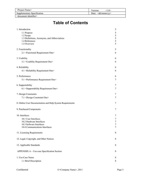 Supplementary Specification Pdf