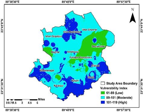 The Map Showing Spatial Variation Of Vulnerability Index With Union Names Download Scientific