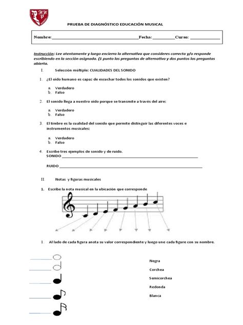 Prueba De Diagnostico Educacion Musical Quinto Basico Compress Pdf