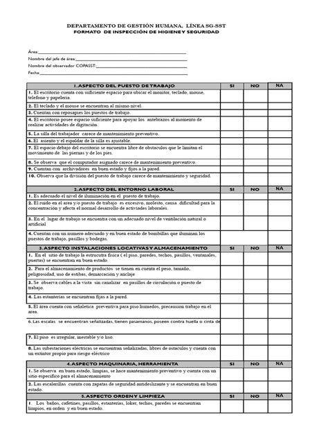 Anexo 13 Inspección De Seguridad Formato Pdf
