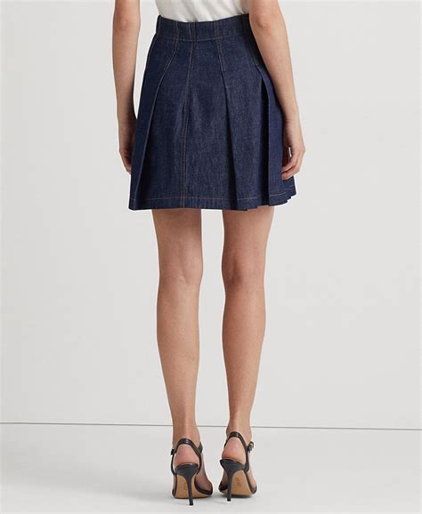 Lauren Ralph Lauren Womens Pleated Denim Miniskirt And Reviews Skirts