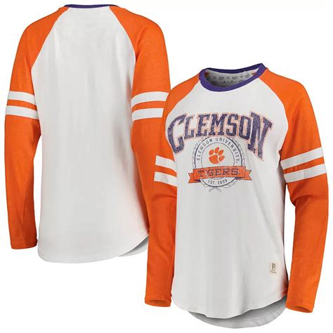Womens Pressbox Whiteorange Clemson Tigers Brooking Sleeve Stripe