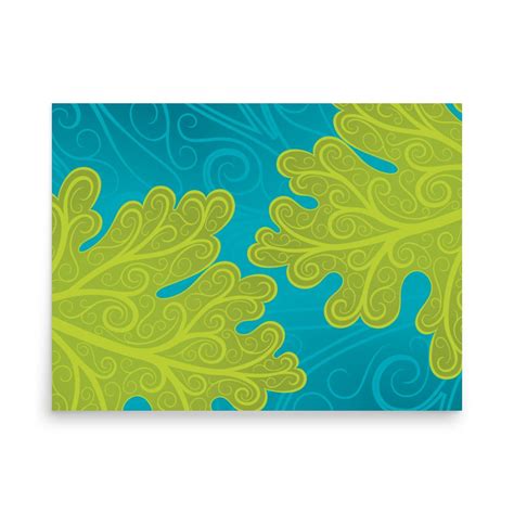 Oak Leaf Poster Summer Home Decor Botanical Print Art Nouveau Wall