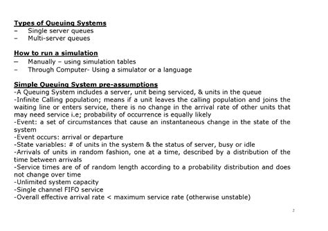 Solution Queuing System Simulation Examples Studypool