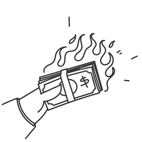 Símbolo De La Quema Del Dinero Dibujado a Mano Con Doodle Ilustración