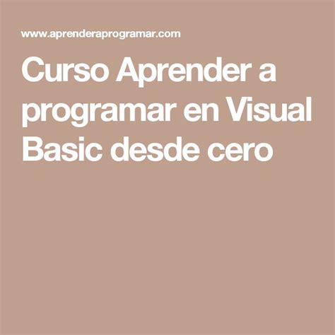 Curso Aprender A Programar En Visual Basic Desde Cero