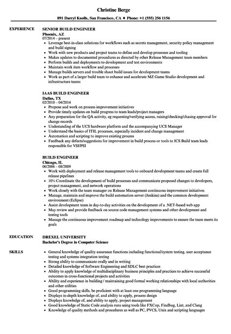 How To Build A Resume Build Engineer Resume Sample