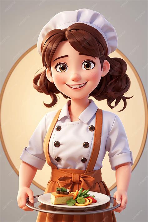 Premium Ai Image Cute Chef Girl In Uniform Character Smiling And