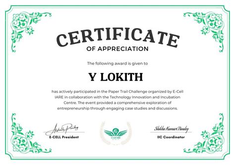 Entrepreneurship Innovation Certificate Gratitude Ecelliare