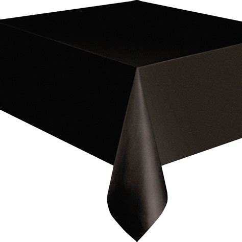 Midnight Black Rectangular Plastic Tablecloths Bulk Pack Of 12