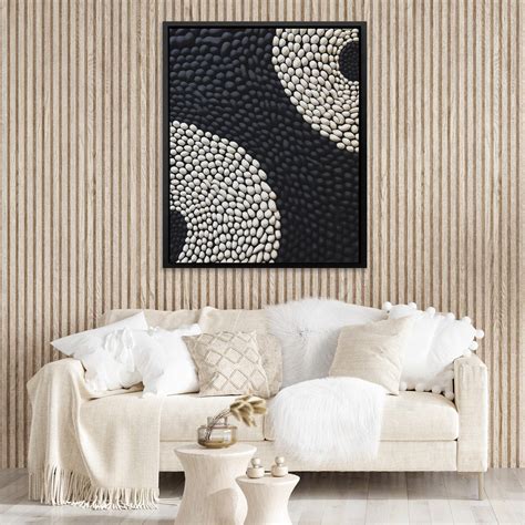 Monochrome Waves Pebble Art Canvas Print Luxury Wall Art