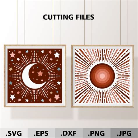 D Boho Sun Moon Mandala SVG Files For Cricut D Layered Mandala Bundle Svg Modern Sun Moon
