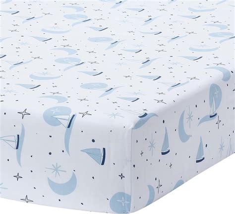 Lambs And Ivy Little Skipper Cotton Nautical Sailboat Fitted